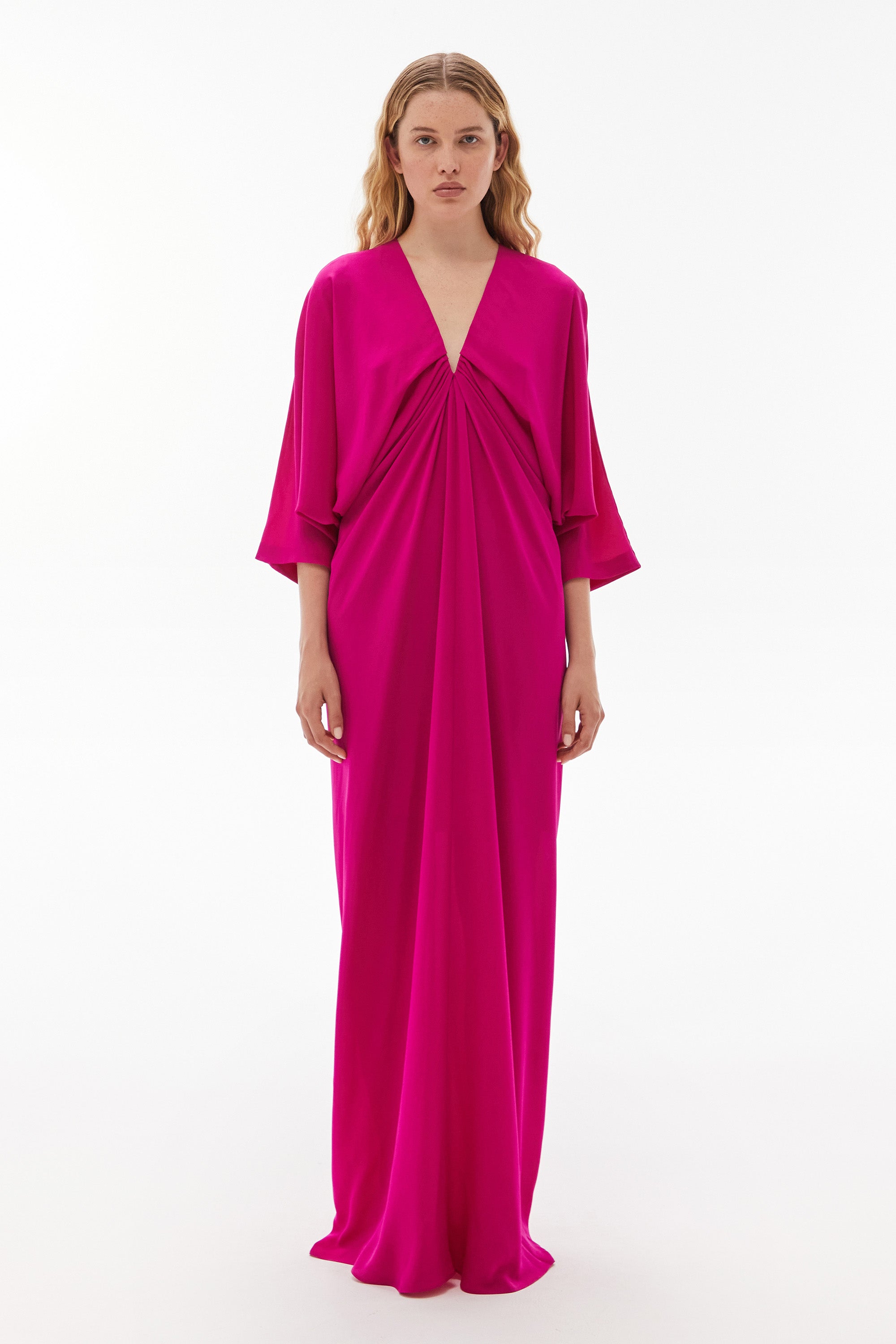 Medea Silk Bias Dress Magenta - WILLOW