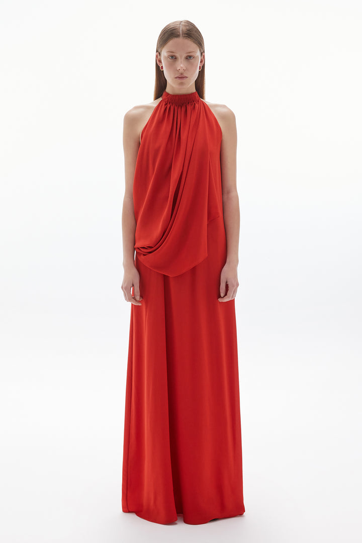 Solis Silk Twist Gown Blood Orange - WILLOW